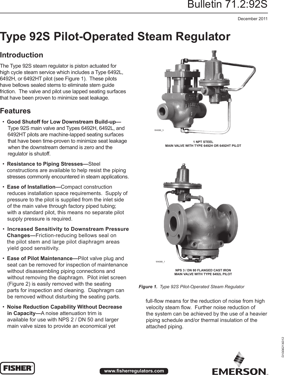 Emerson Type 92S Self Powered Control Valve Data Sheet