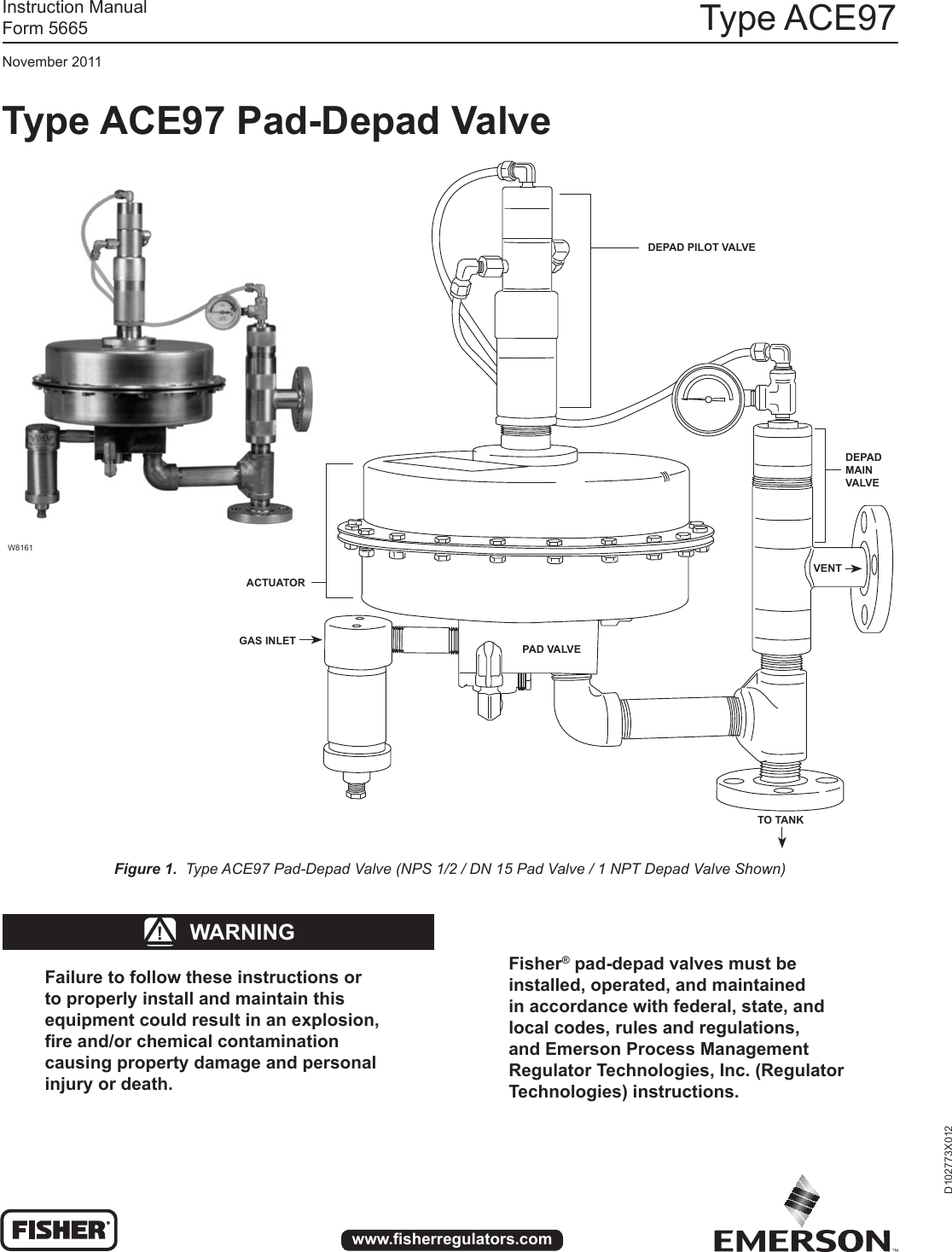 Emerson Type Ace97 Pad Depad Valve Instruction Manual