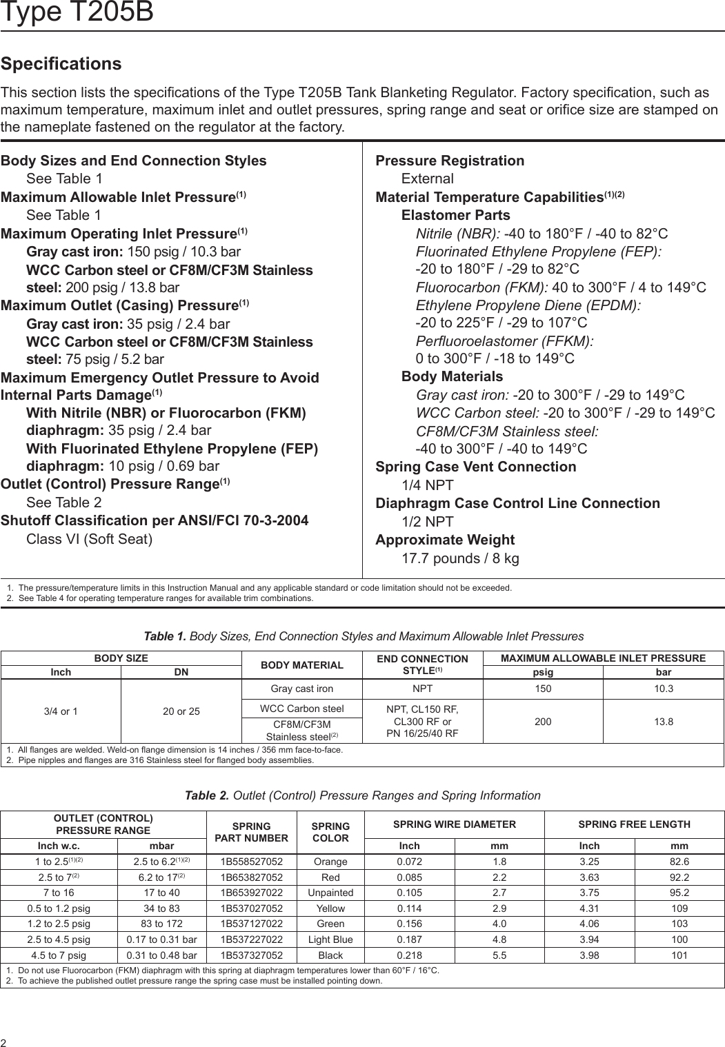 Emerson Type T205B Balanced Tank Blanketing Regulator Instruction Manual
