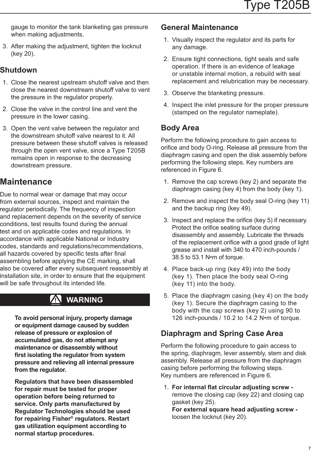 Emerson Type T205B Balanced Tank Blanketing Regulator Instruction Manual