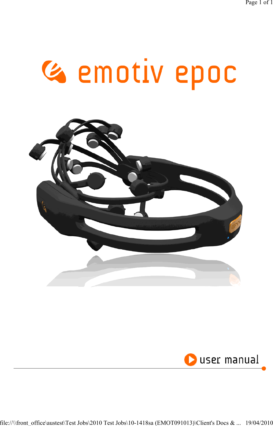 Emotiv Systems EPOC01 Wireless EEG Headset for PC Interface and Gaming ...