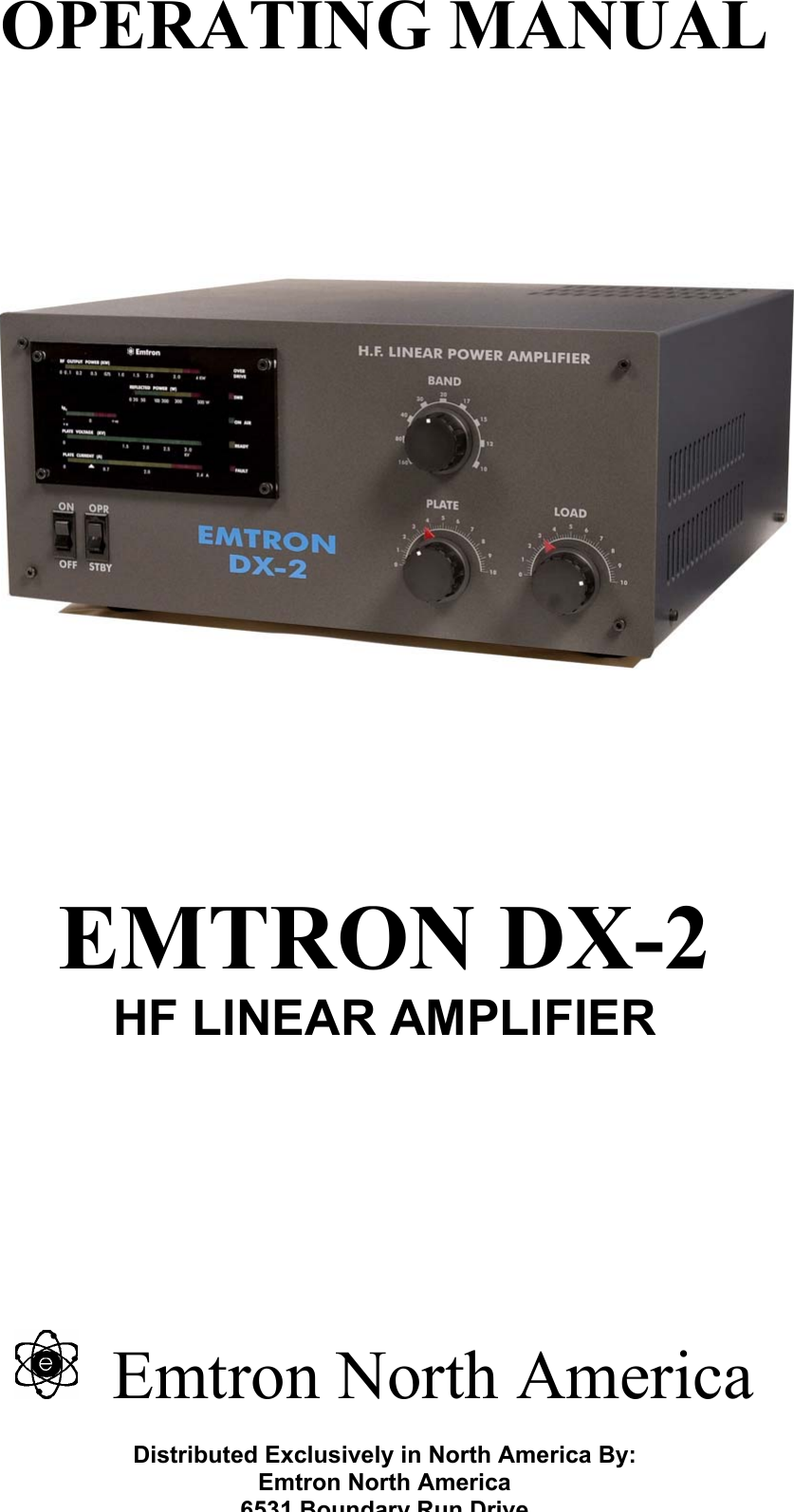 Emtron North America DX-2 HF Amature User Manual 308274