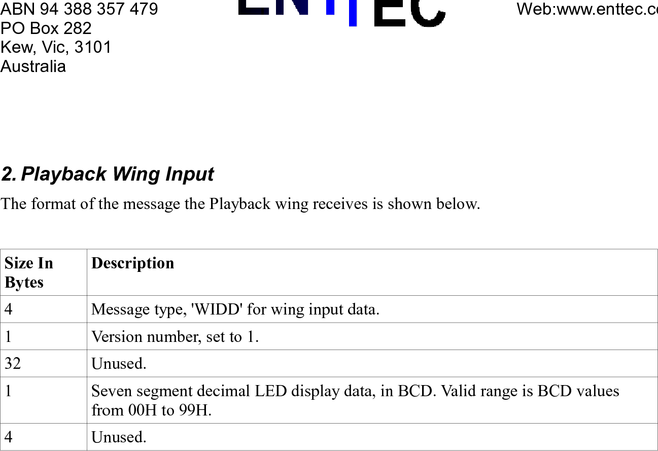Enttec Wings Api User Manual