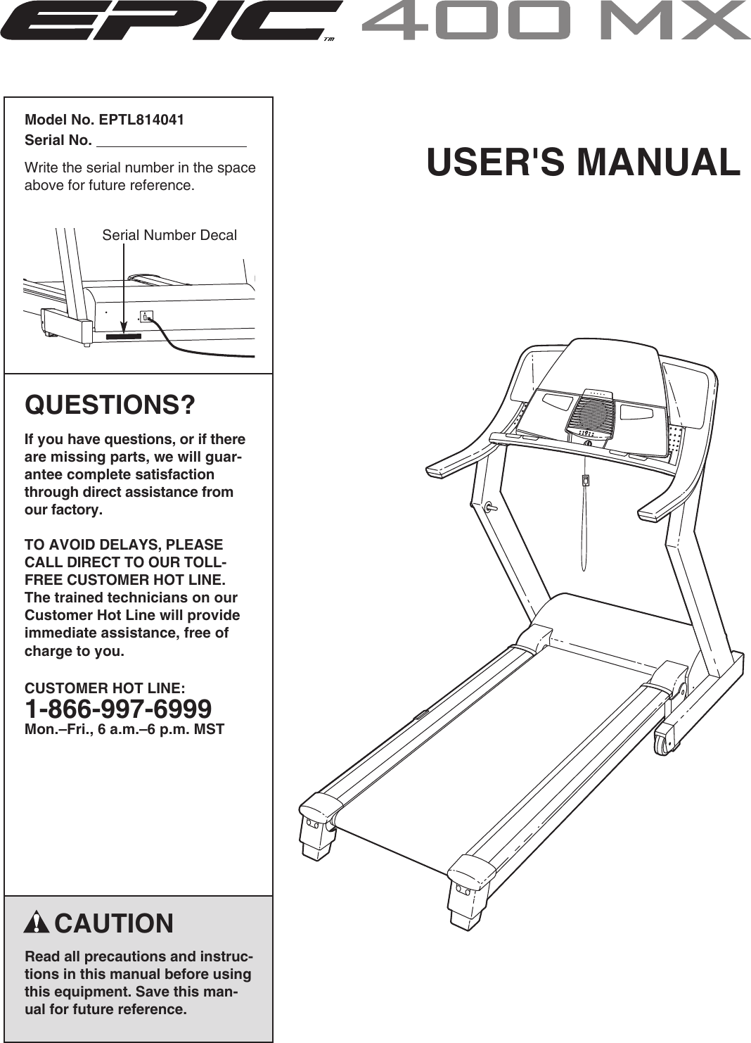 Epic Eptl814041 Owners Manual *PFTL51233 209359