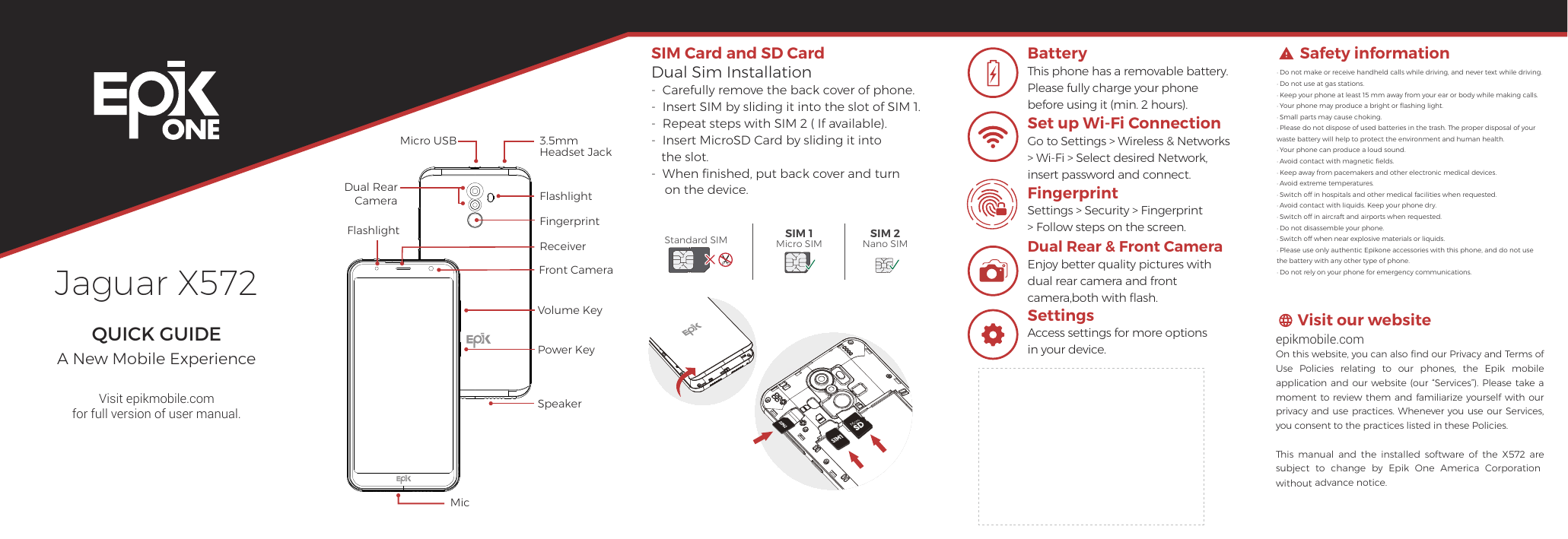 Epik One America X572 Smart Phone User Manual X572