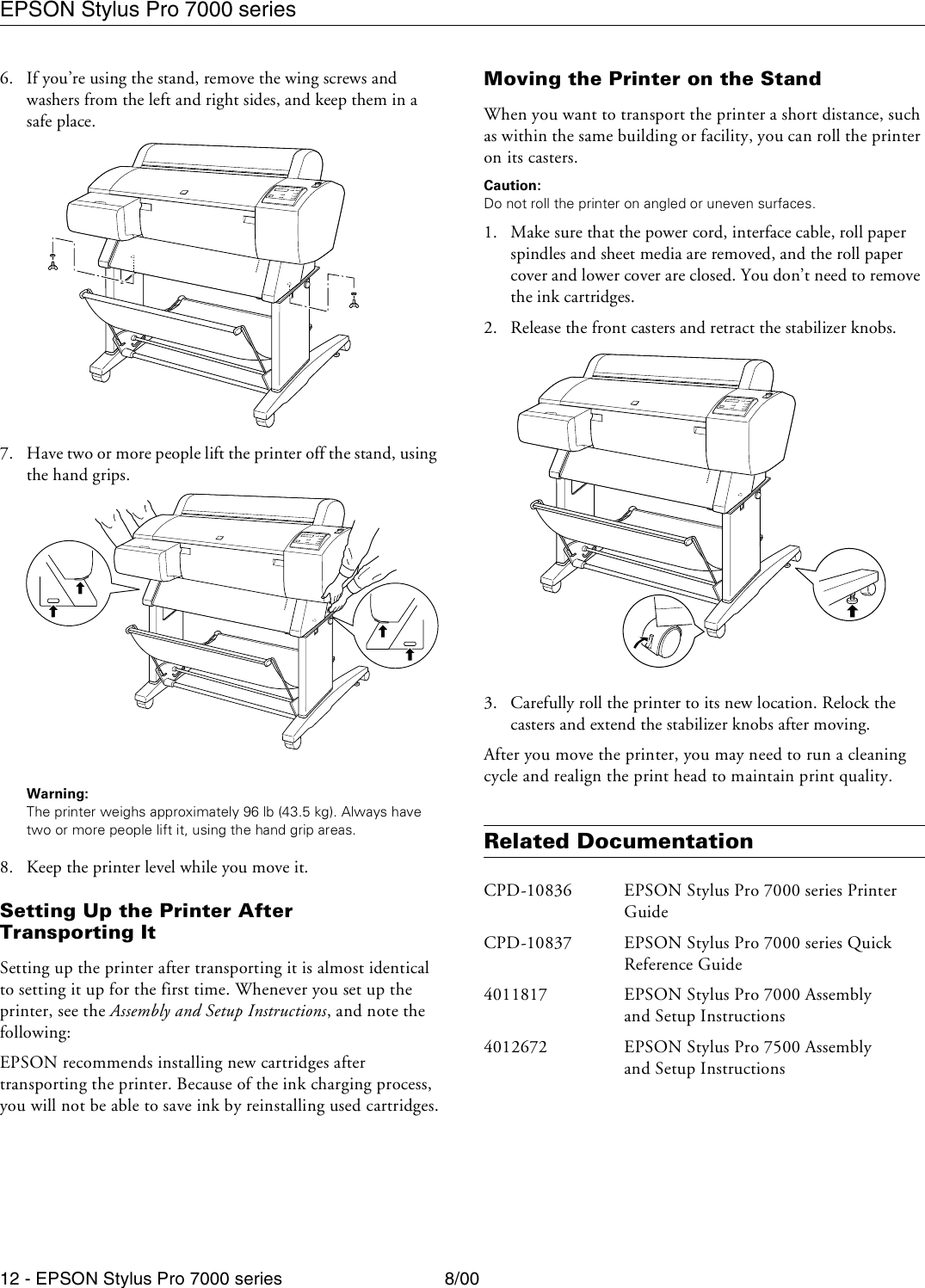 Epson Stylus Pro 7000 Print Engine Product Information Guide