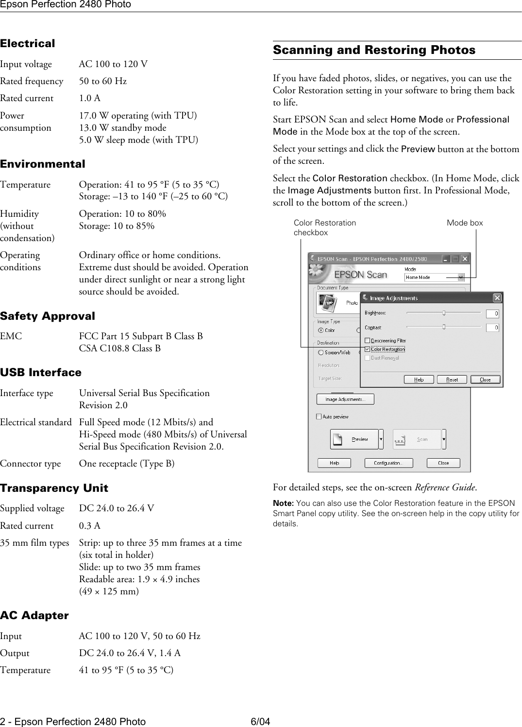 Epson Perfection 2480 Users Manual Photo Product Information Guide