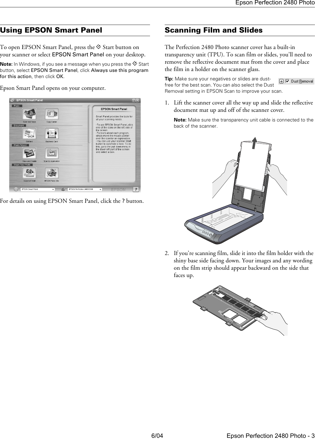 Epson Perfection 2480 Users Manual Photo Product Information Guide