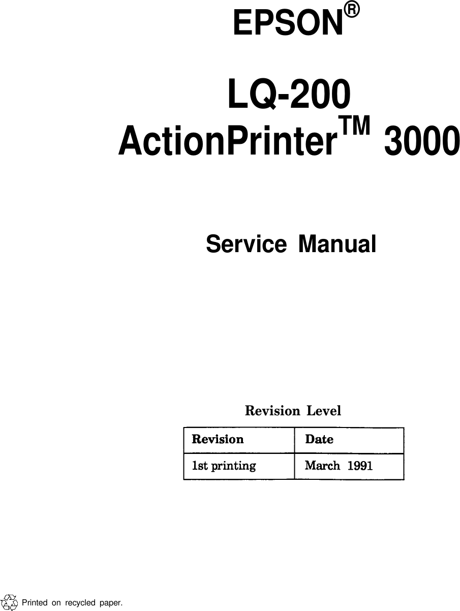 Epson Service Manual LQ 200
