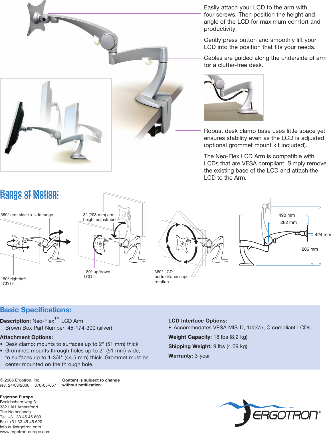 Ergotron Neo Flex Lcd Arm Users Manual