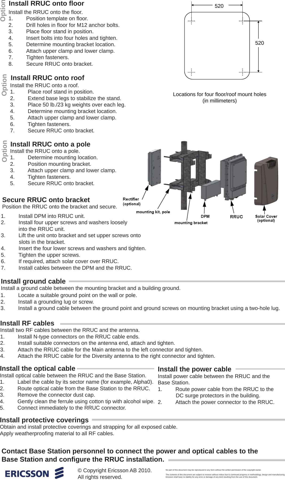 Ericsson 1900RRUC CDMA Cellular Base Station User Manual
