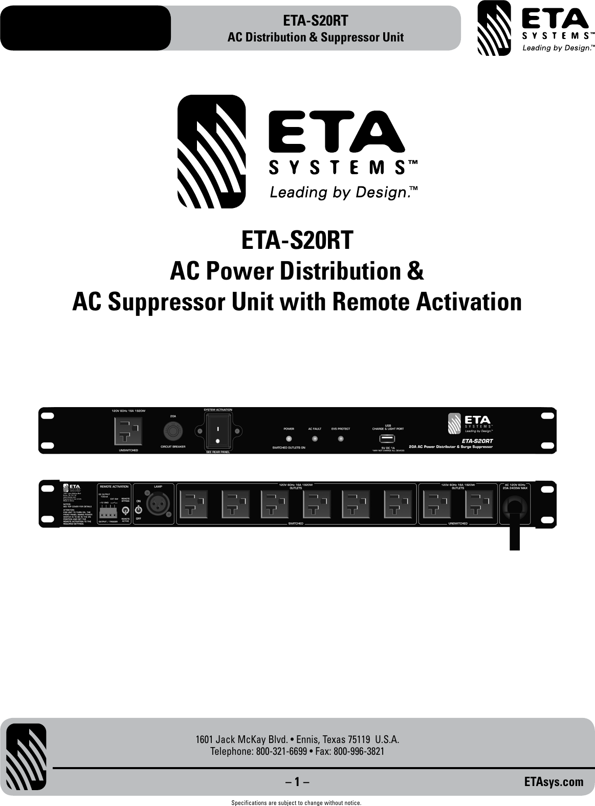 Eta Systems Impact Driver S20Rt Users Manual