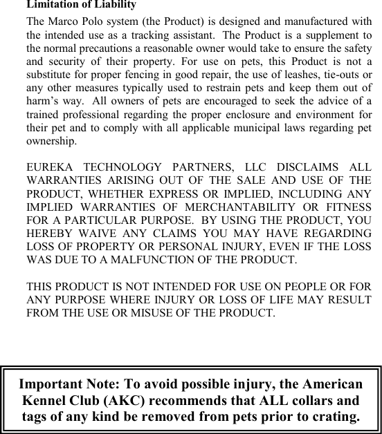 Eureka Technology Partners MPT-201 Tracking Tag User Manual