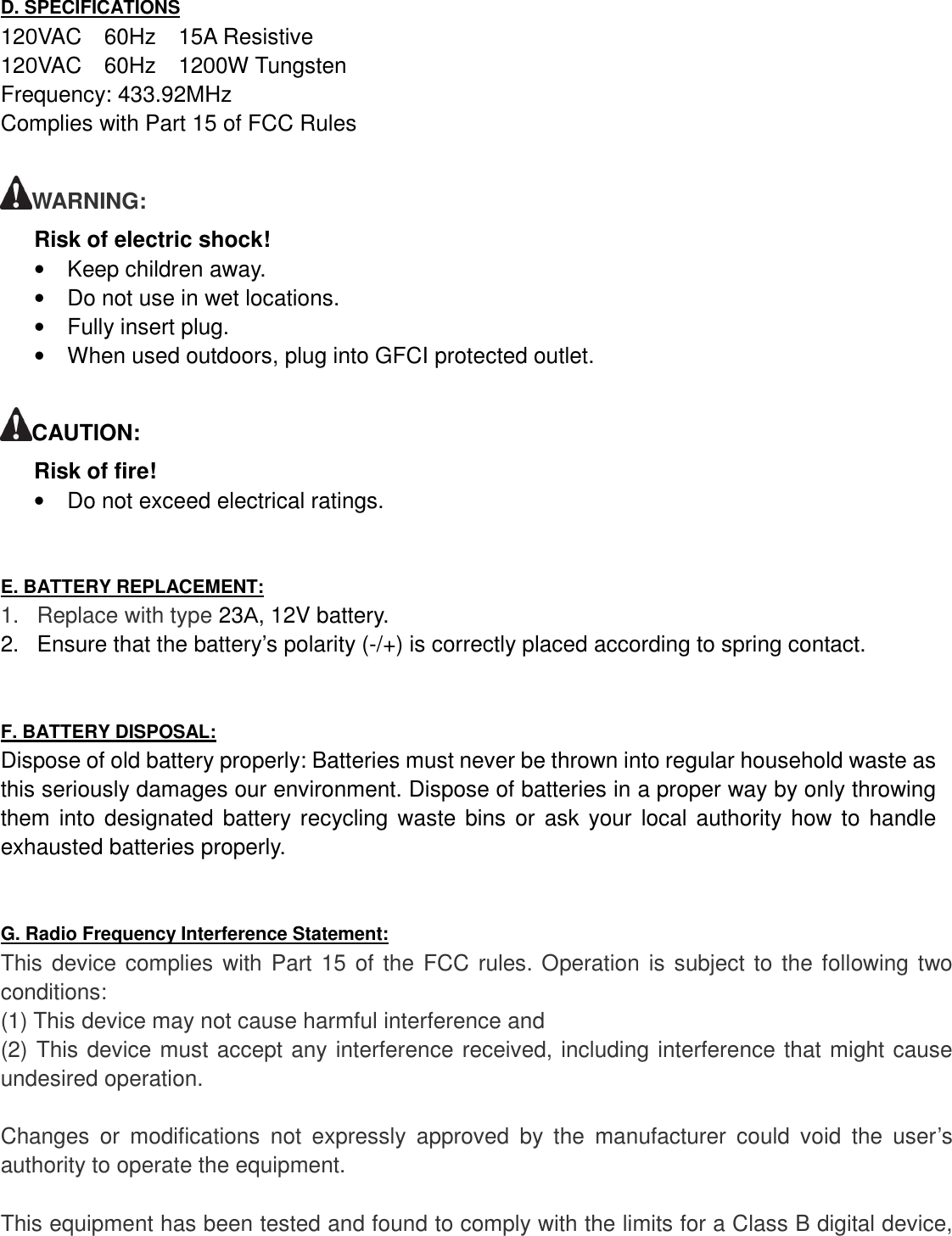 Everflourish Electrical EF200TK Transmitter User Manual 26UL MRF ...