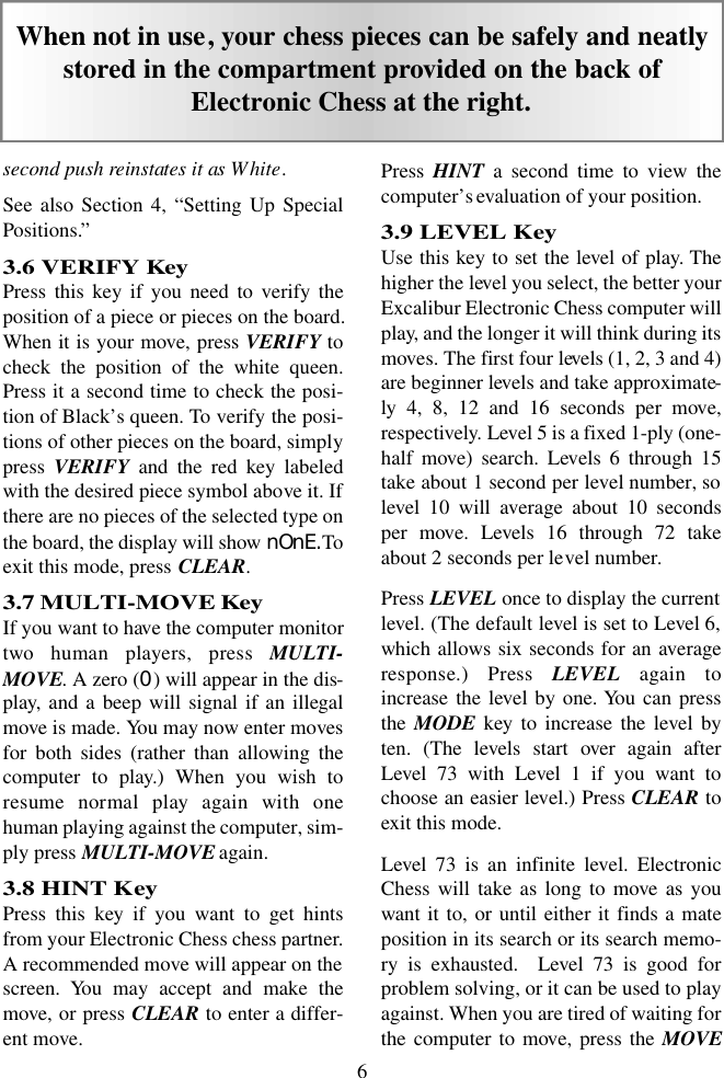 Excalibur Electronic Chess Computer 9 01E 02 Users Manual 901E 4