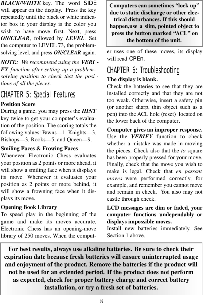 Excalibur Electronic Chess Computer 9 01E 02 Users Manual 901E 4