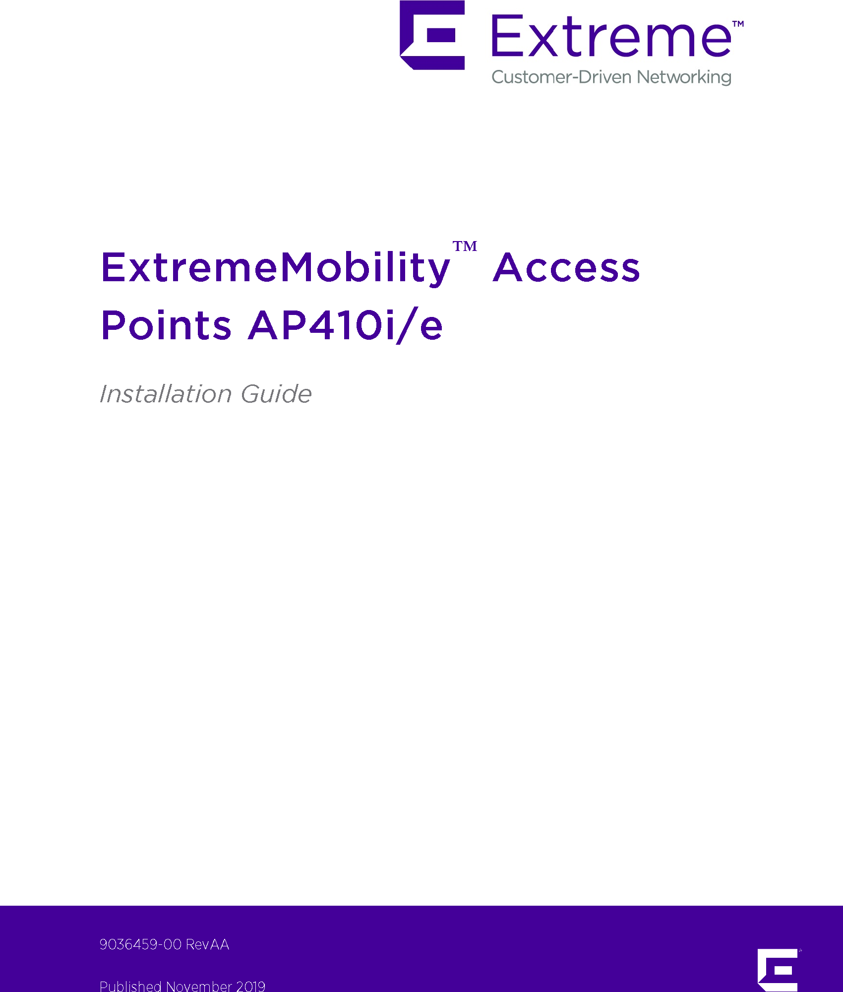 Extreme Networks AP410 Wireless Access Point User Manual Installation Guide