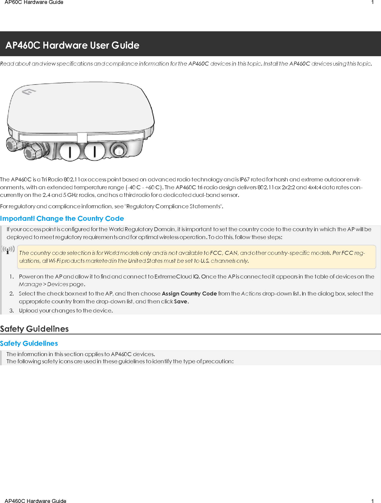 Extreme Networks AP460C Wireless Access Point User Manual