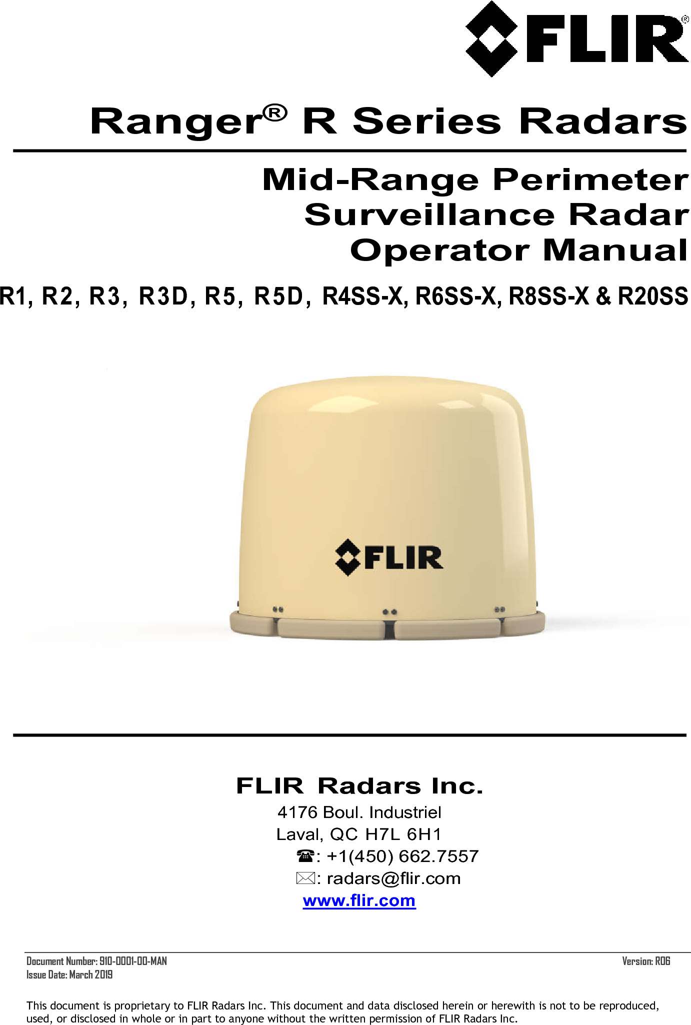 FLIR Radars R3 Perimeter Surveillance Radar User Manual operator manual
