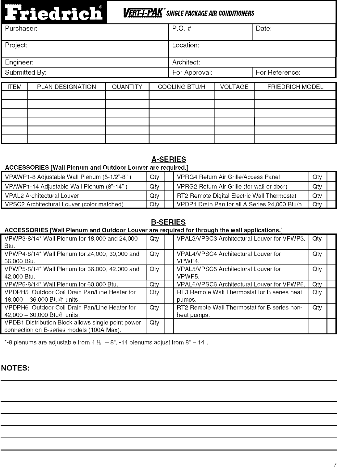 FRIEDRICH Package Units(both Units Combined) Manual L0405265