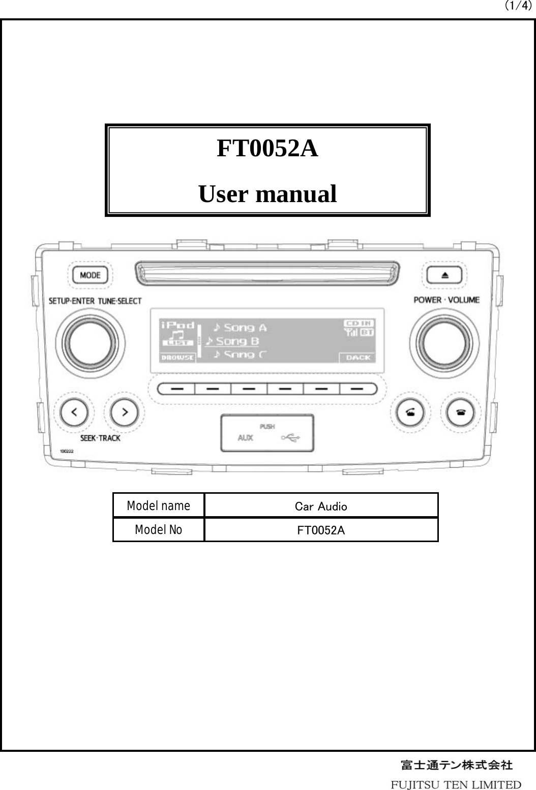 FUJITSU TEN FT0052A Car Audio User Manual Microsoft PowerPoint 18 FT0052A