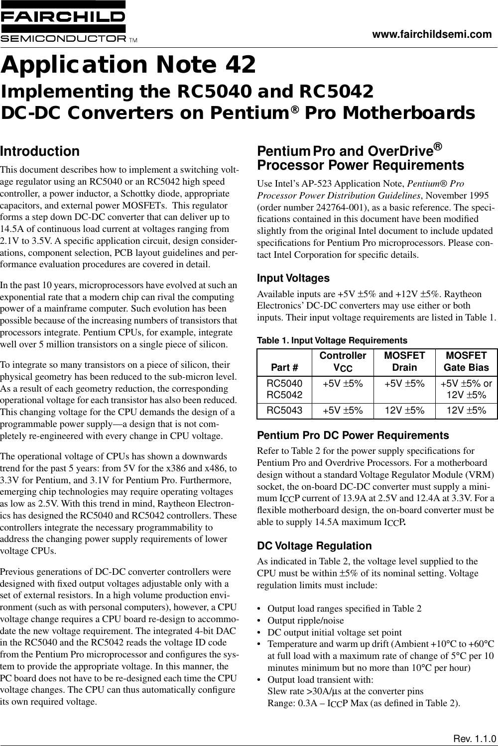 Fairchild Semiconductor Rc5042 Users Manual