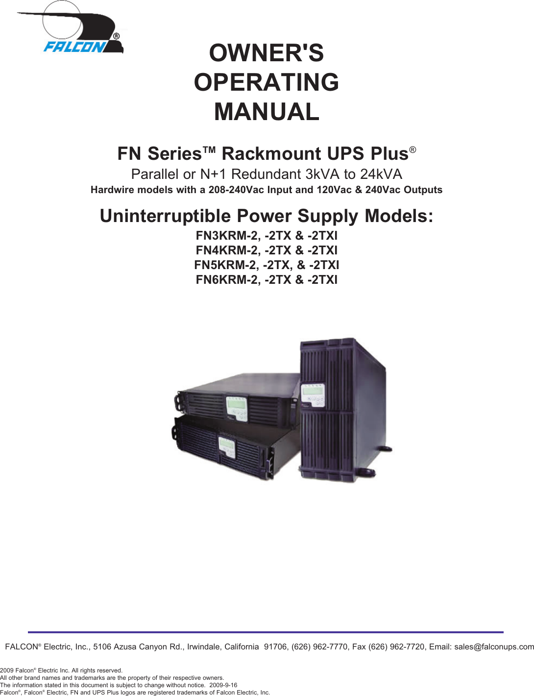 Falcon Rackmount Ups Plus Fn4Krm 2Tx Users Manual FN 3 6K 2TXI Manual_