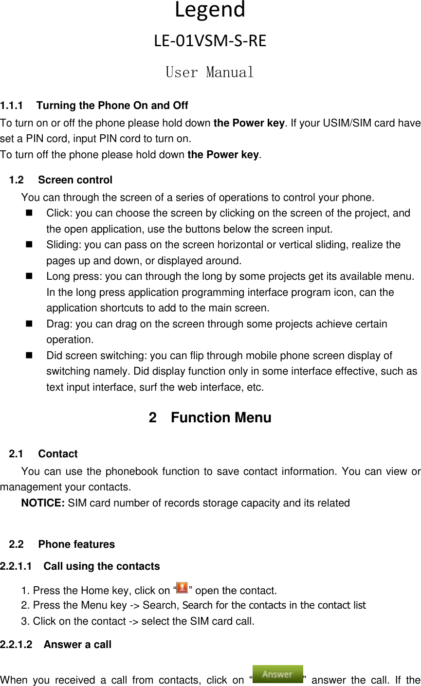 Fanvision Entertainment LEGEND Legend User Manual