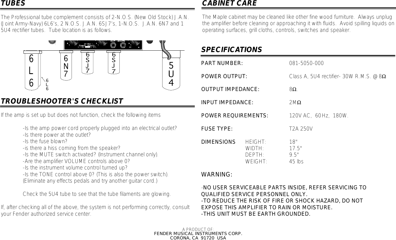 Fender 46_Pro_manual 46 Pro Manual