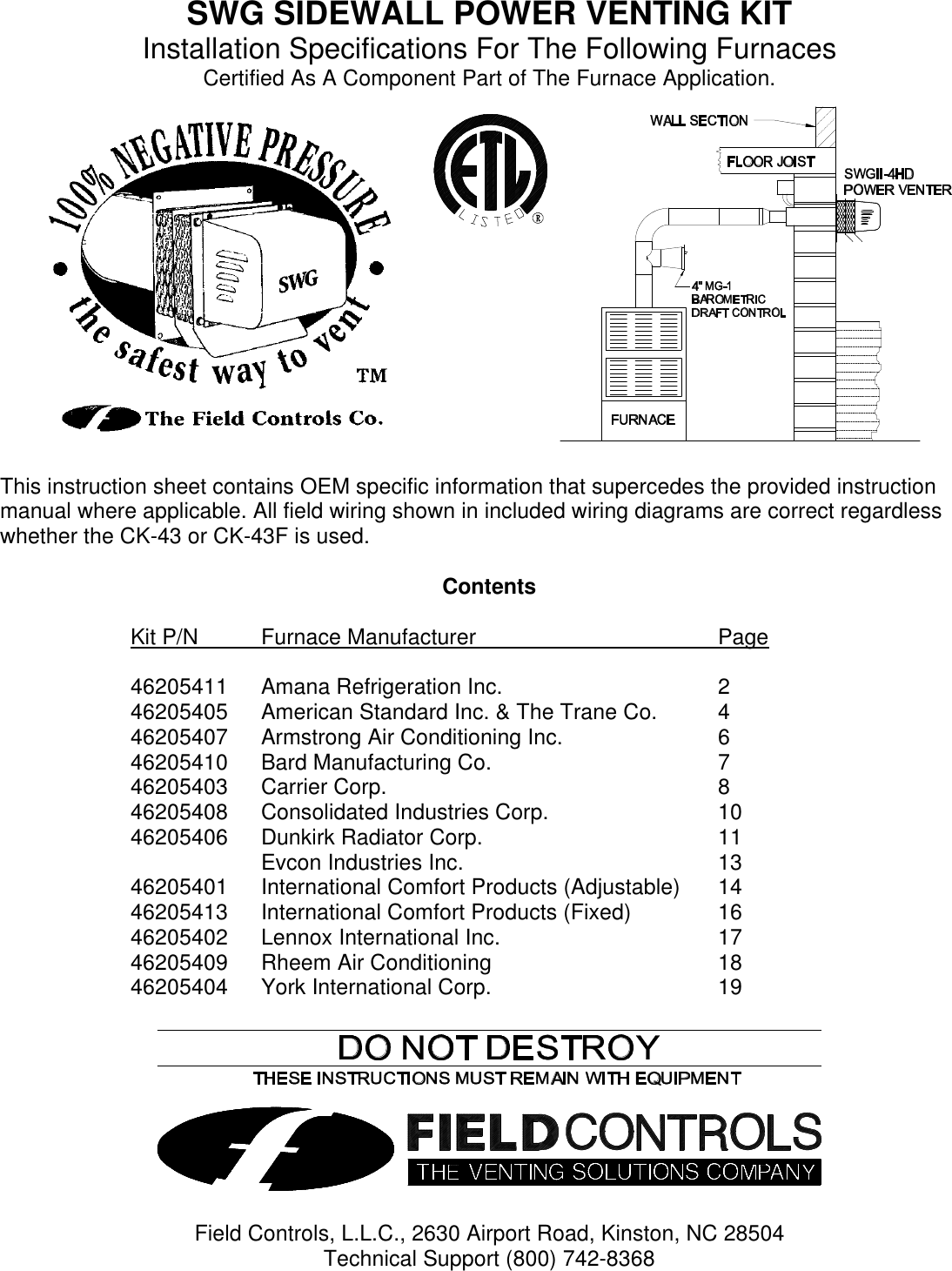 Field Controls 46334200 Instruction Manual ManualsLib Makes It Easy To