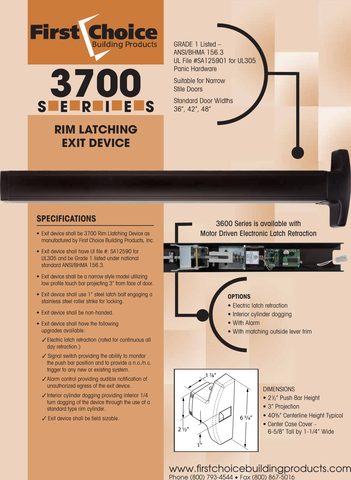First Choice Building Products 3700 Series Cut Sheet FCBP