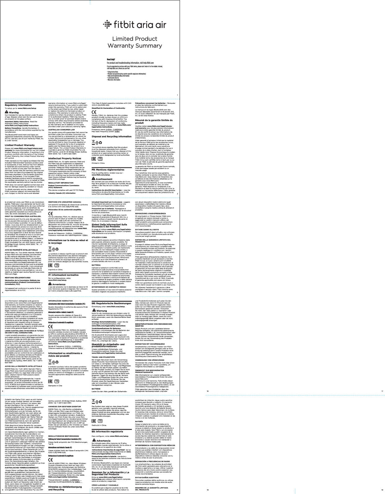 Fitbit FB203 Body Scale User Manual PO 1B14173 GBS 1713 B1 190712