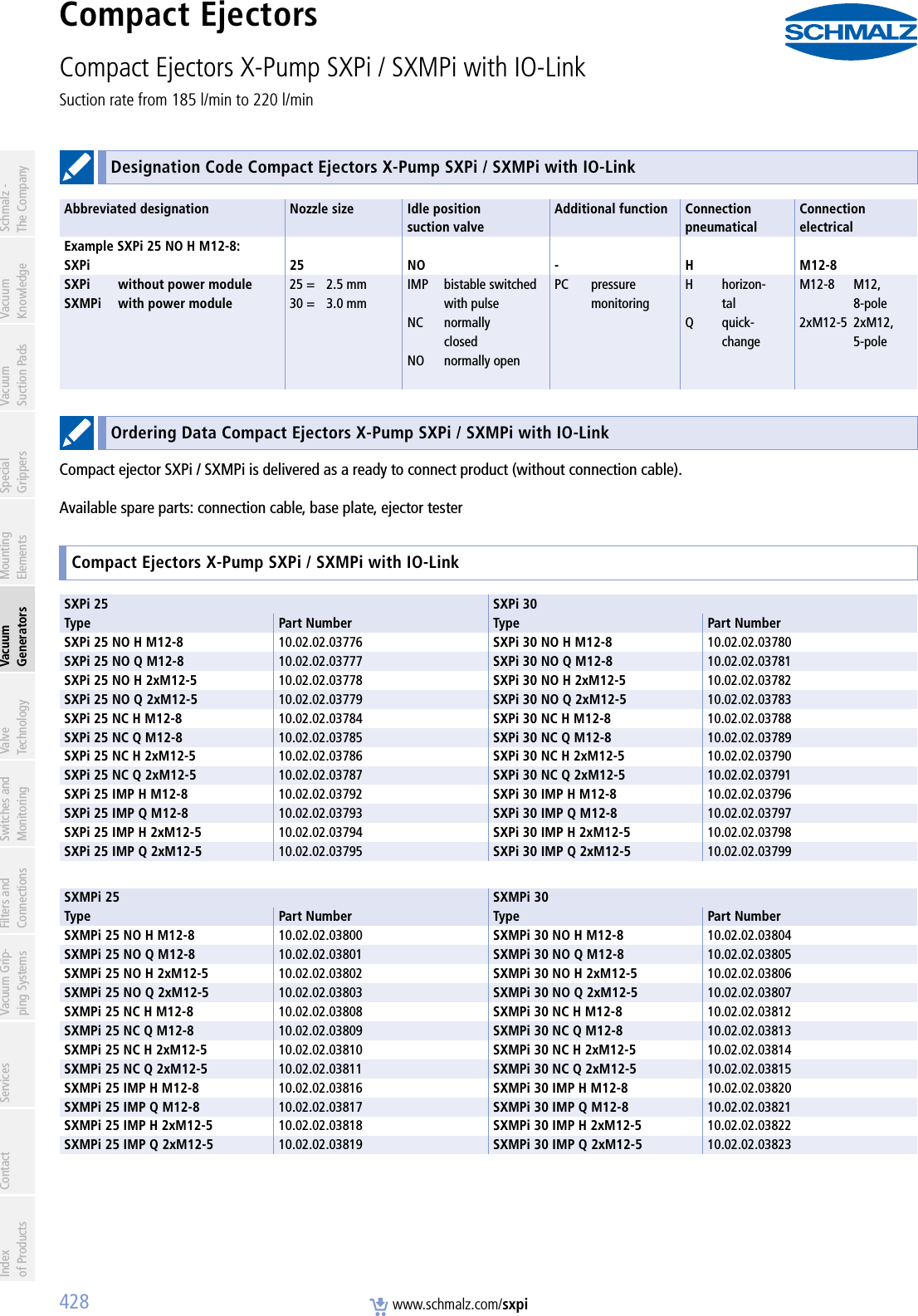 Flow Schmalz Compact Ejectors X Pump Sxpi Sxmpi With Io Link 1505494548 User Manual
