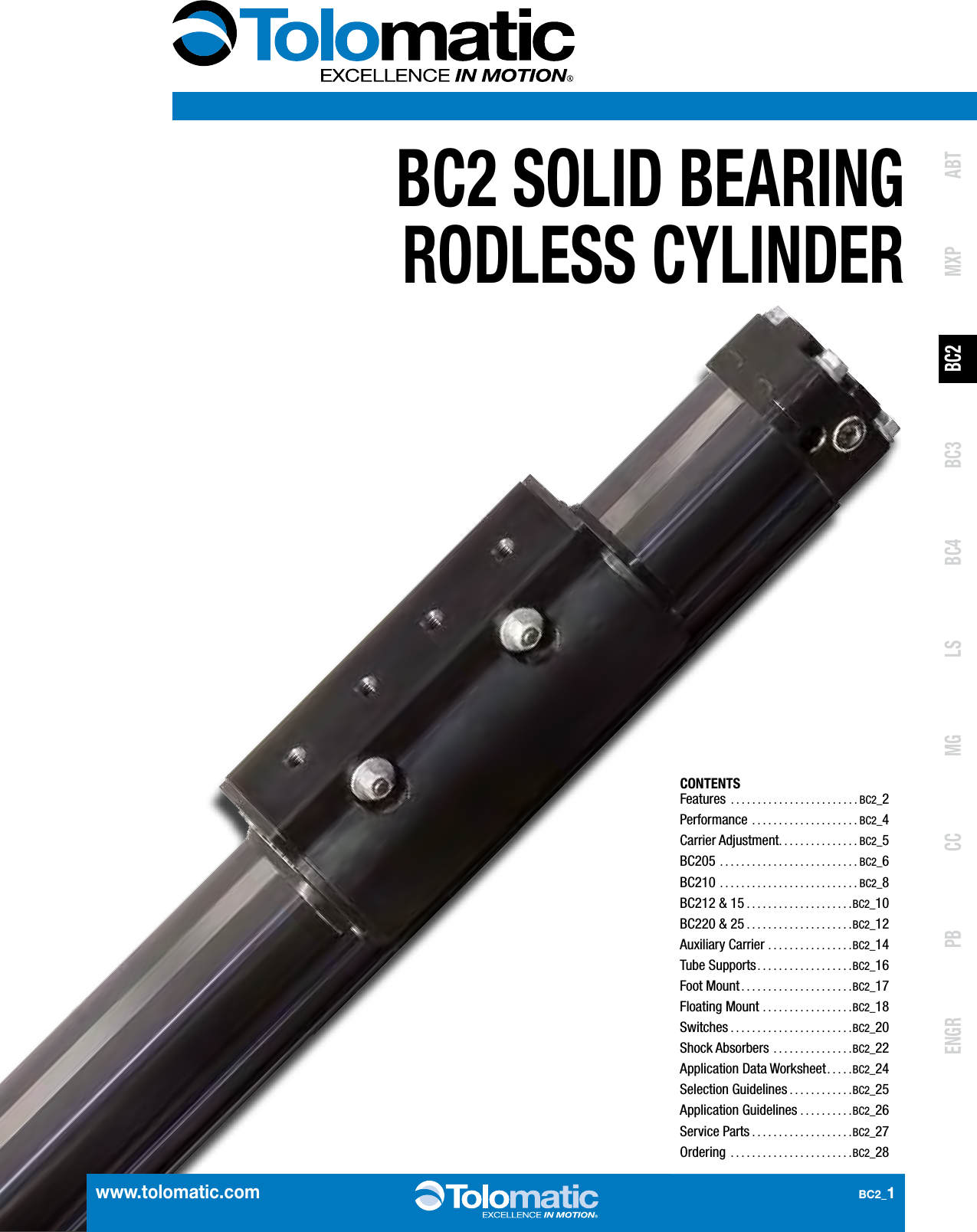 Flow Tolomatic Bc2 Series Rodless Cylinder 1505483132 Solid Bearing ...