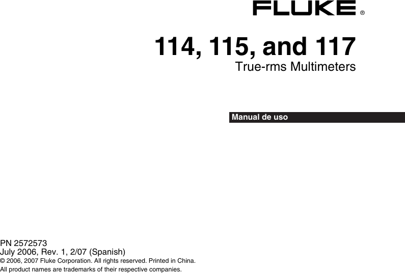 Fluke 117 Users Manual