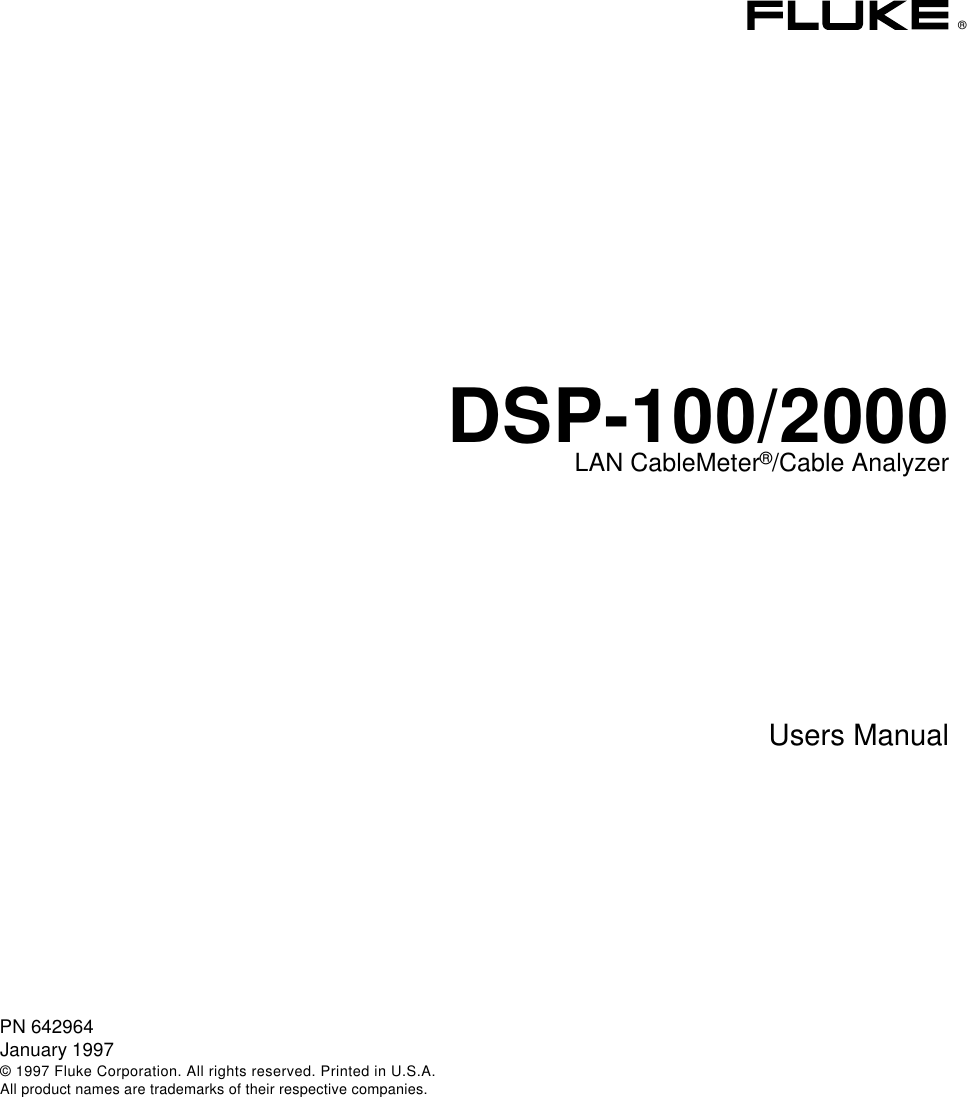 Fluke Dsp 100 Users Manual