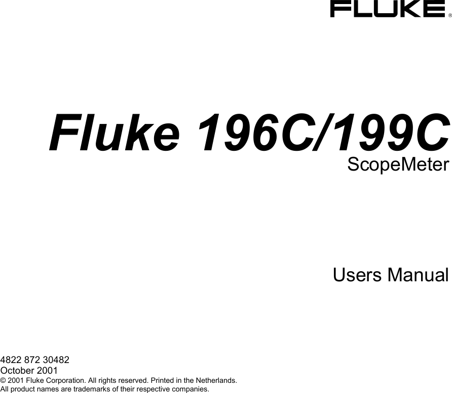 Fluke Telescope 196C Users Manual 0MASTER