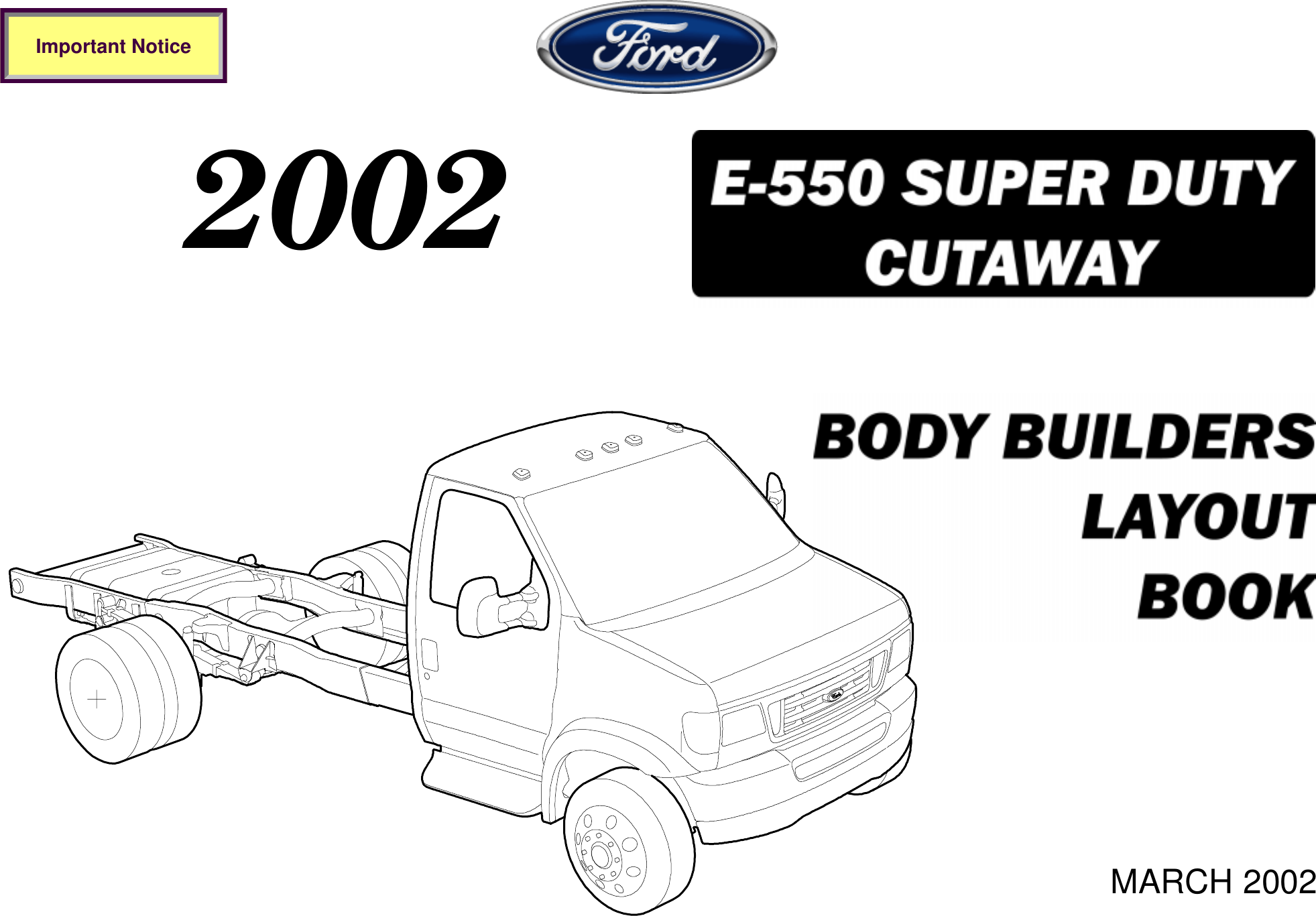 Ford E 550 Users Manual 2002 Super Duty Cutaway Body Builders Layout Book