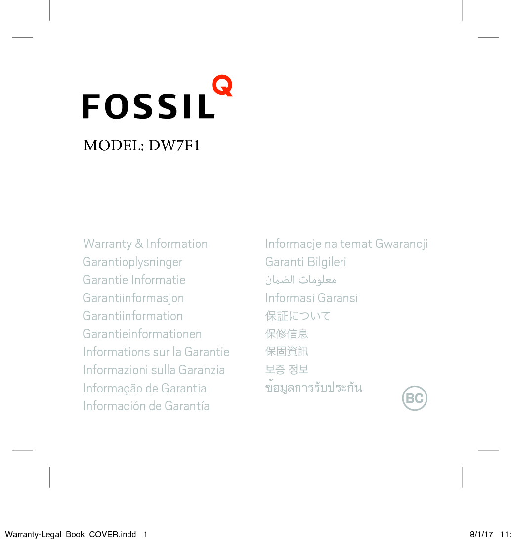 Fossil Group DW7A Smart Watch User Manual