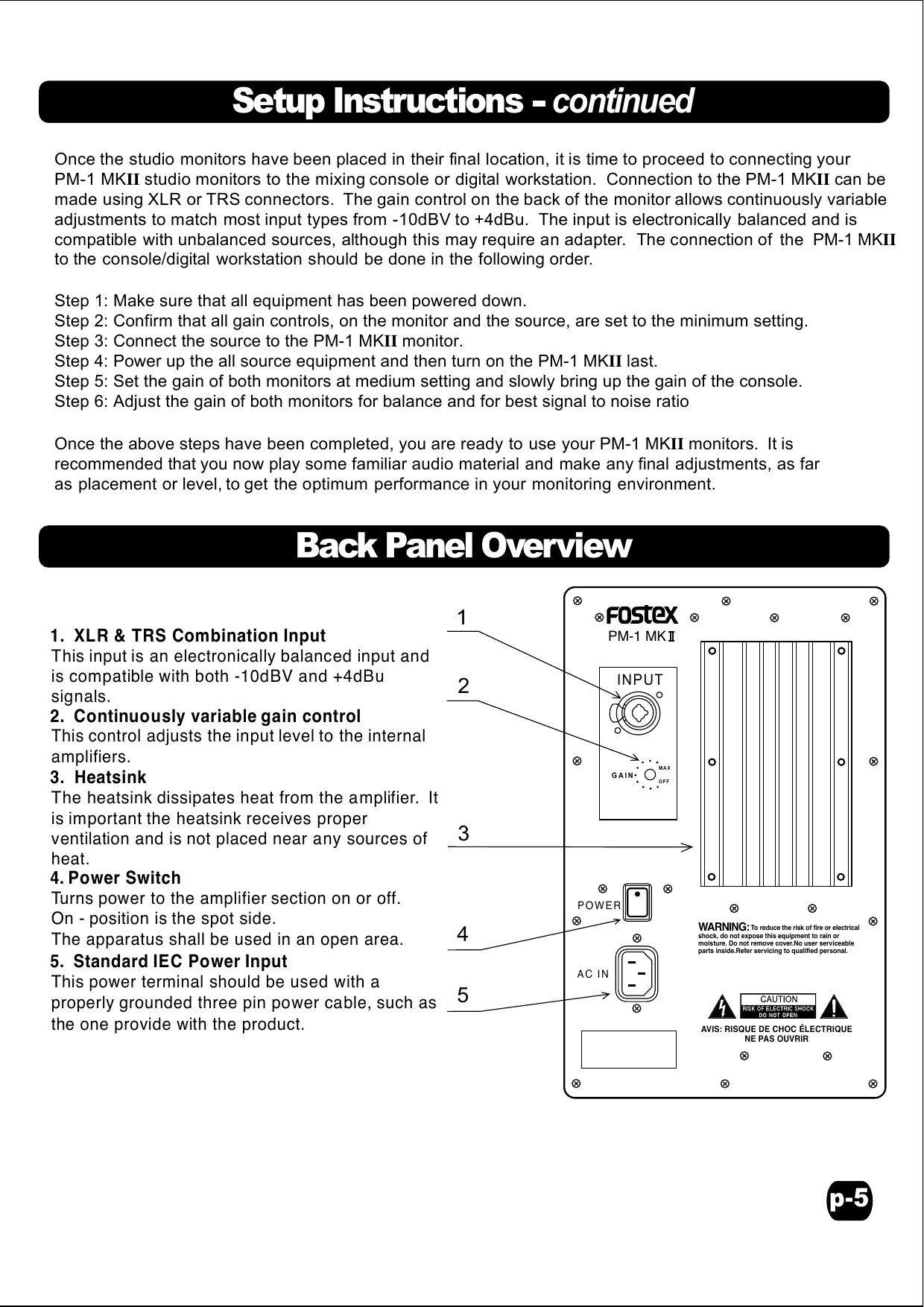 Fostex Pm 1Mkii Users Manual