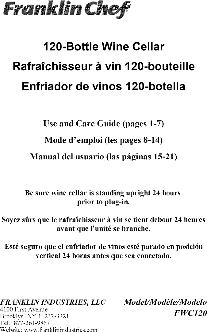 Franklin Chef FWC120 User Manual WINE CELLAR Manuals And Guides L0608062