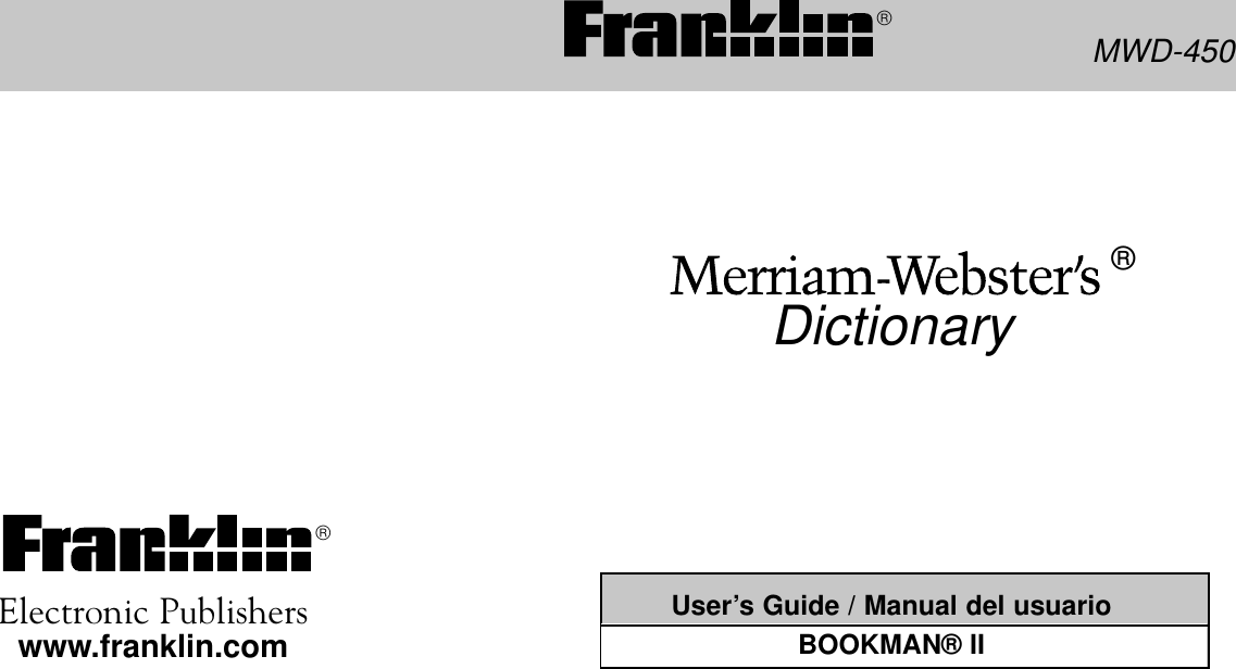Franklin Merriam Webster Dictionary Mwd 450 Users Manual