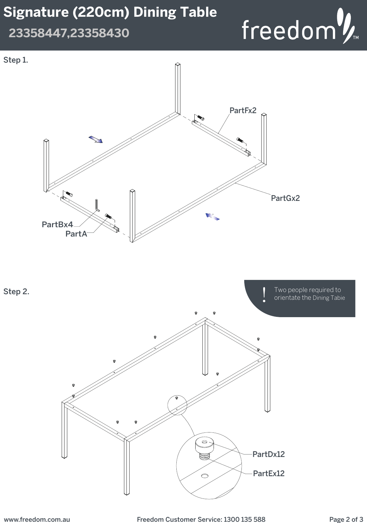 Freedom Signature Dining Table 220X100Cm 220x100x75