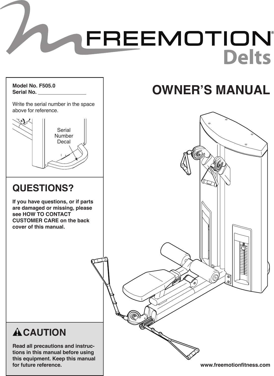 Freemotion F5050 Owners Manual