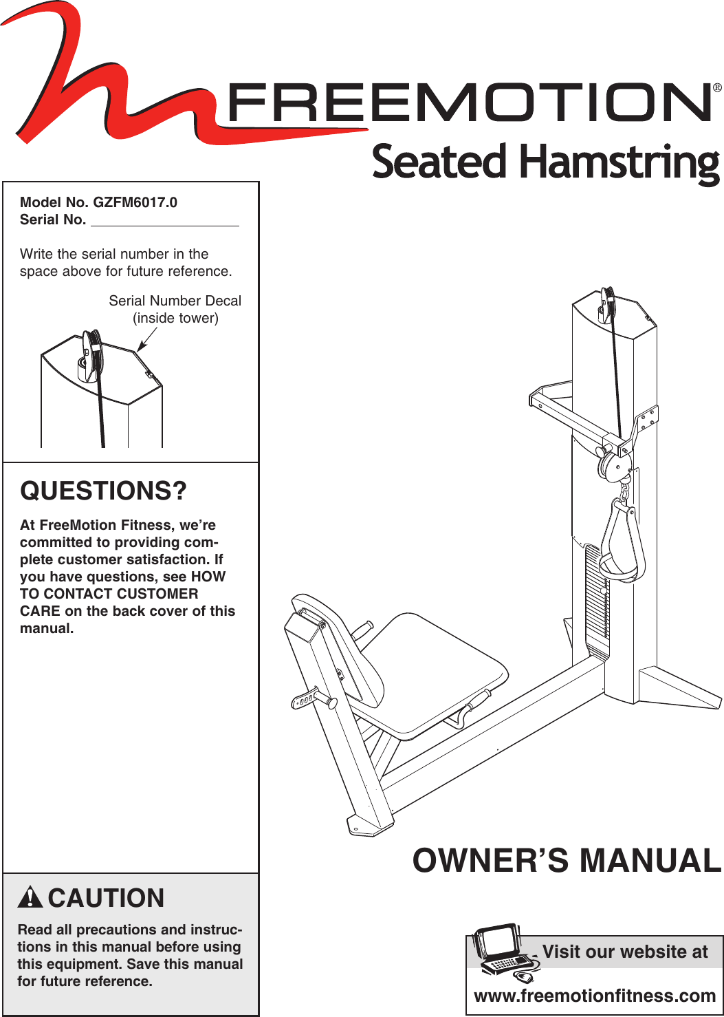 Freemotion Gzfm60170 Owners Manual *GZFM60170 GZ7220