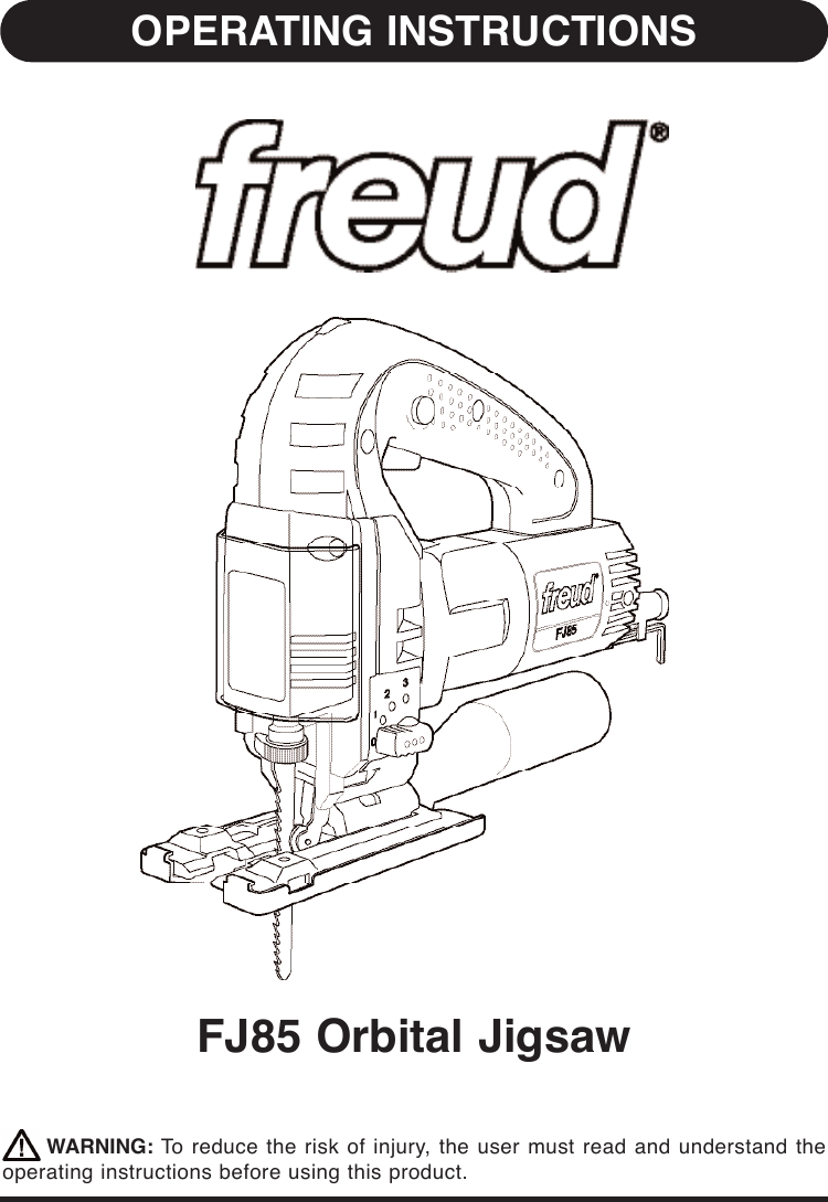 Freud Tools Fj85 Users Manual Jig Saw