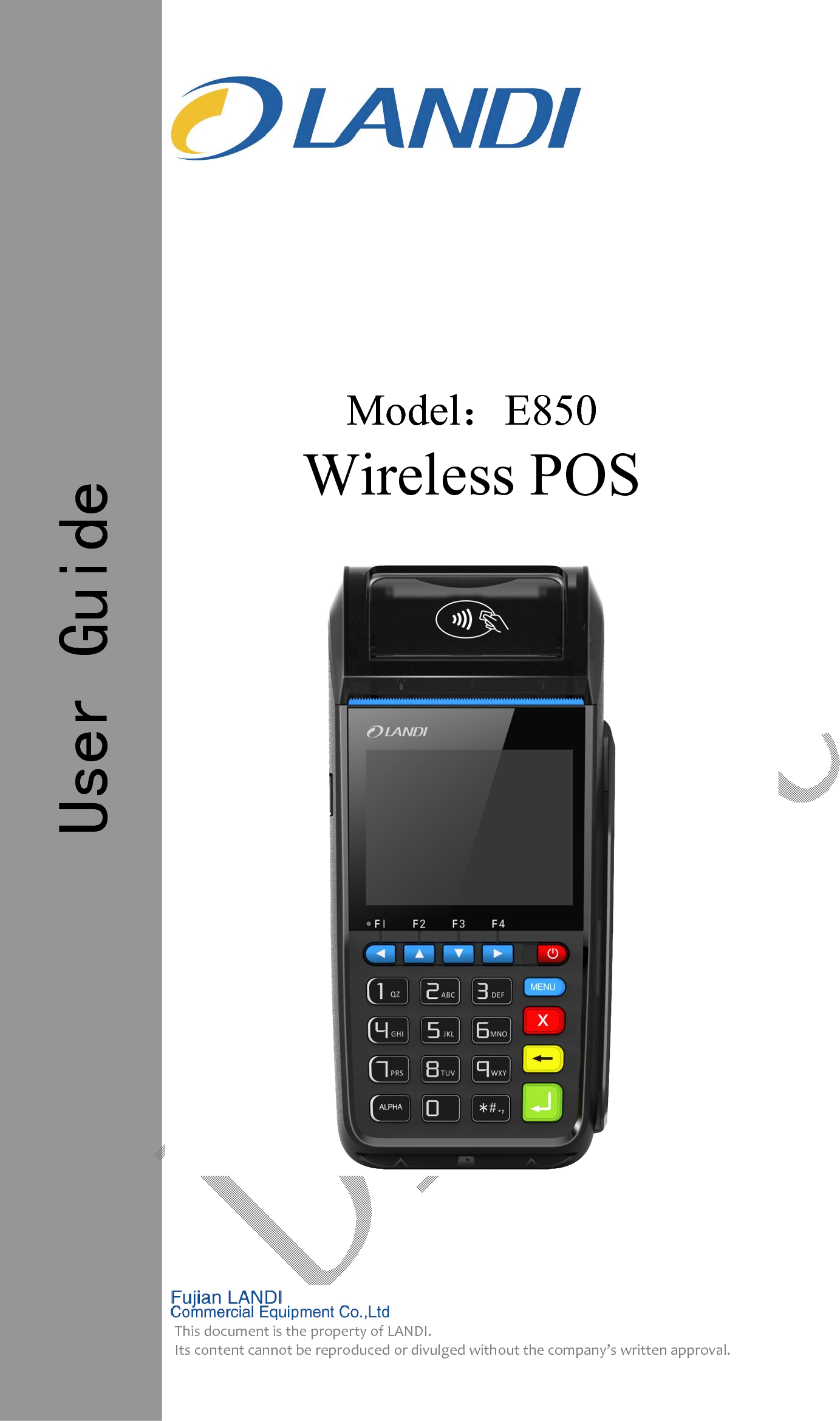 Fujian LANDI Commercial Equipment E850RFWDWF Wireless POS Terminal User ...