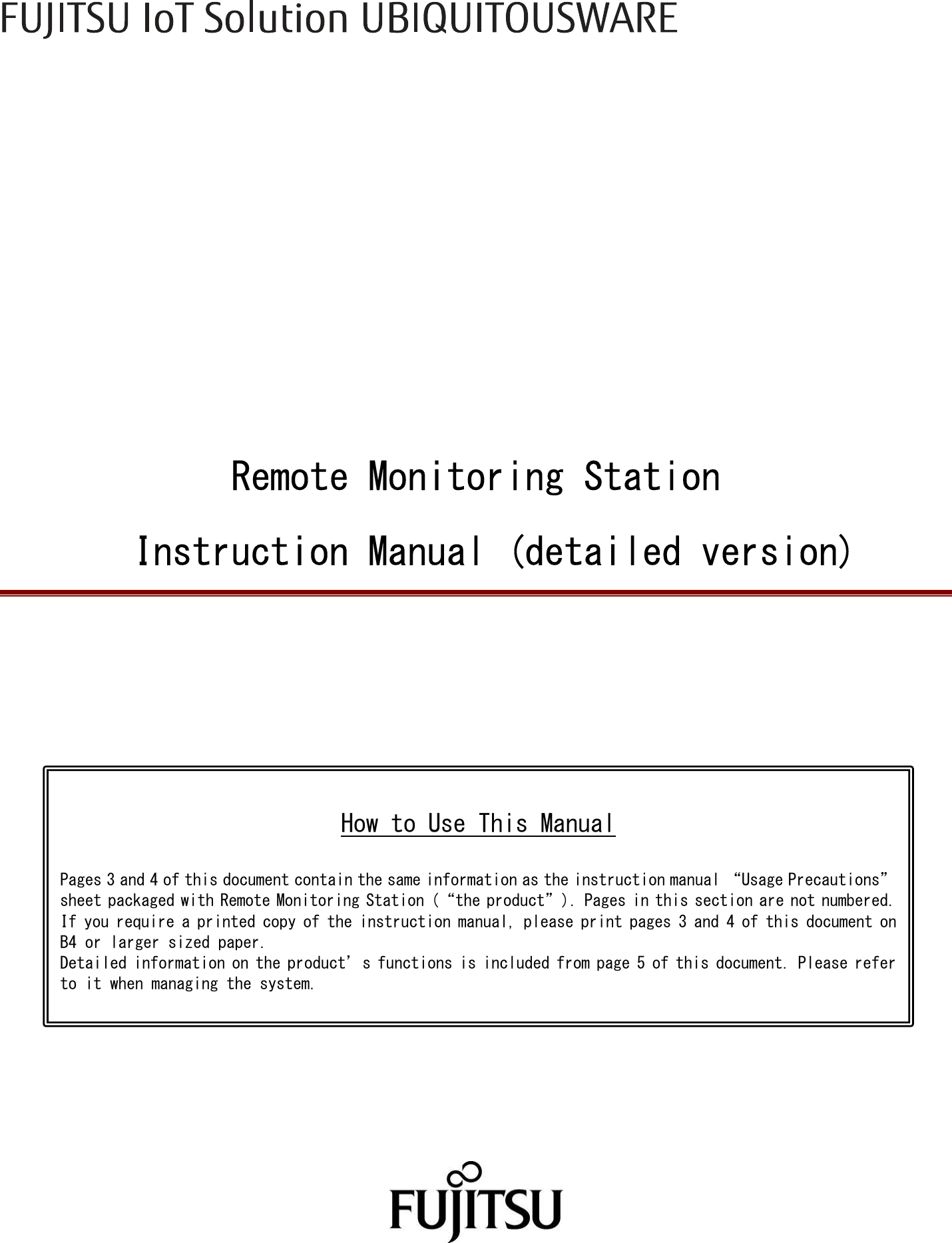 Fujitsu IOT008 Remote Monitoring Station User Manual Short Term ...