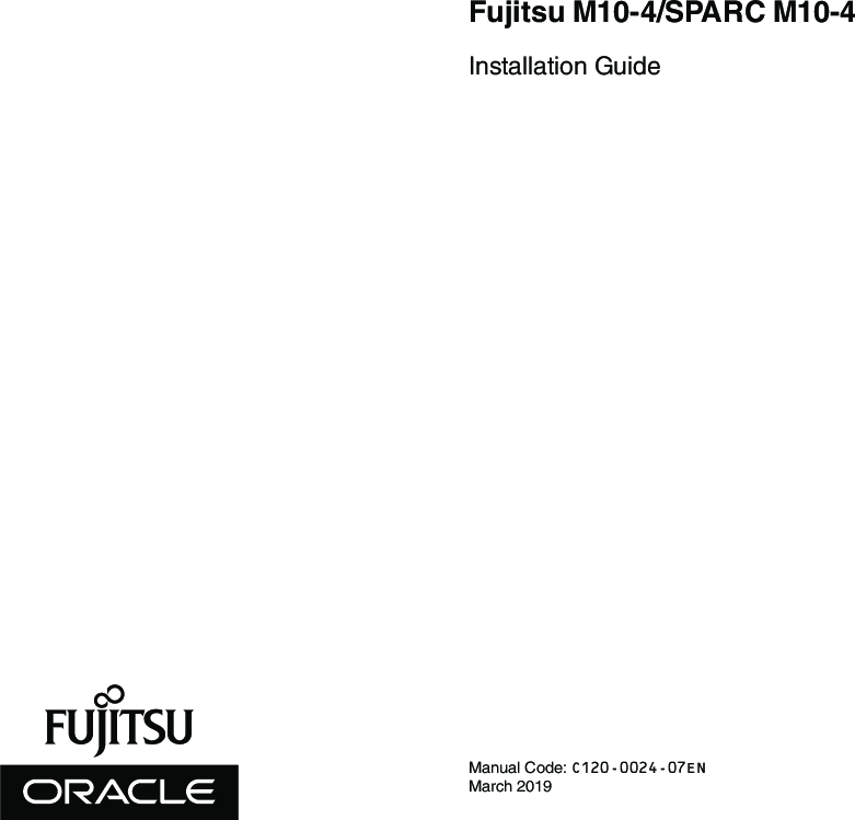 Fujitsu M10 4/SPARC 4 Installation Guide C120 0024 07en
