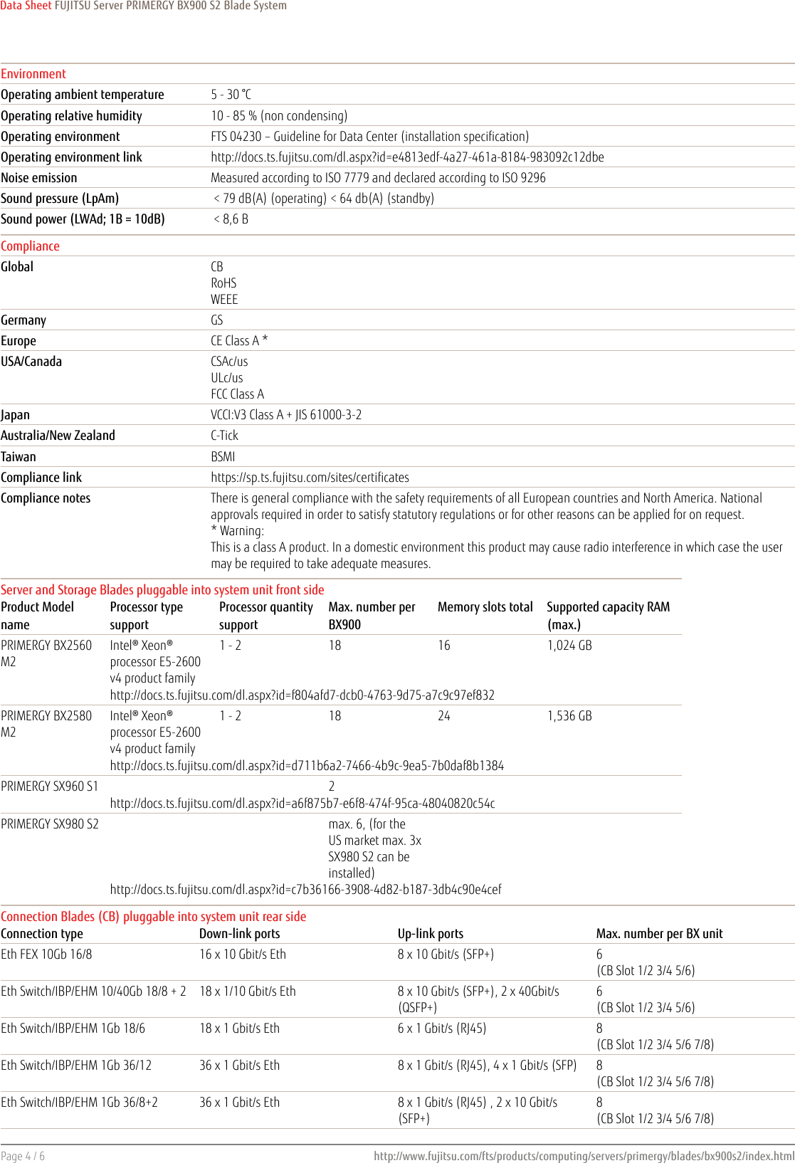 Fujitsu PRIMERGY BX900 S2 Data Sheet Ds py